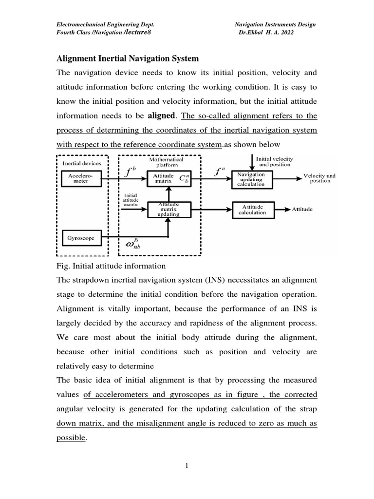 Lecture 4th Navigation 8 | PDF | Inertial Navigation System | Attitude Control