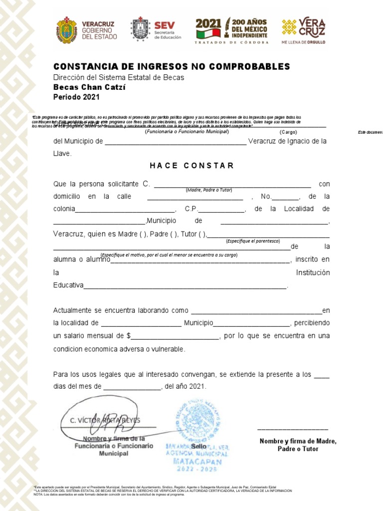 Ejemplo Constancia Bajos Recursos | PDF | Gobernancia | Justicia