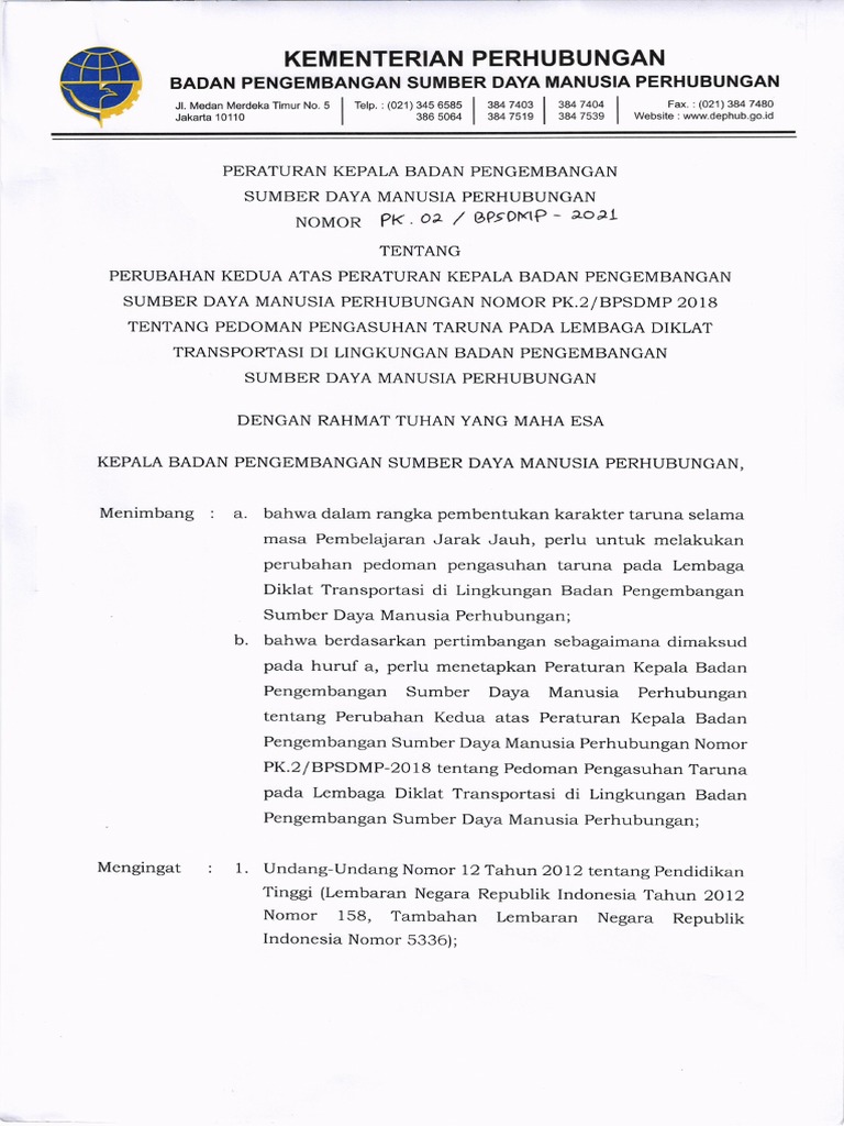PK 02-BPSDMP 2021 Perubahan Kedua | PDF