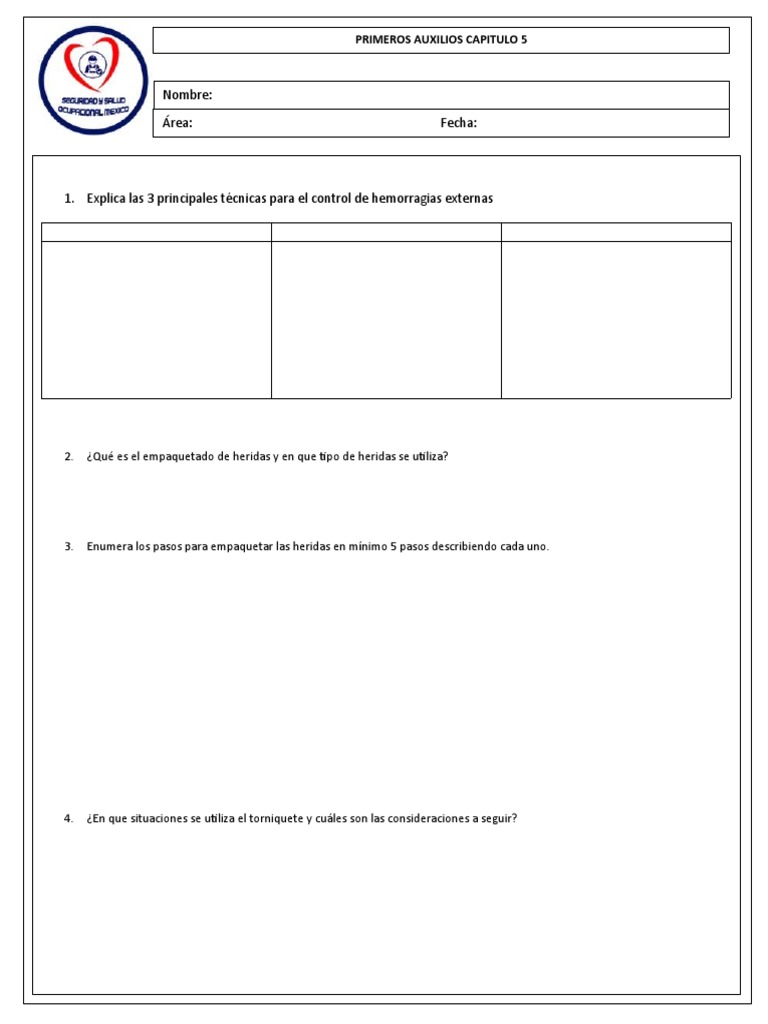 Examen Capitulo 5 Primeros Auxilios | PDF | Ciencia y matemáticas