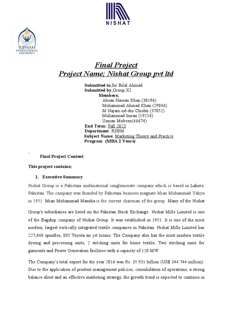 Final Term Project Marketing | PDF | Marketing | Textile Manufacturing