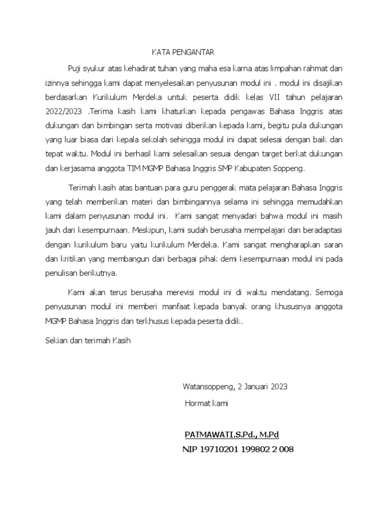 Kata Pengantar Modul KLS 7 | PDF