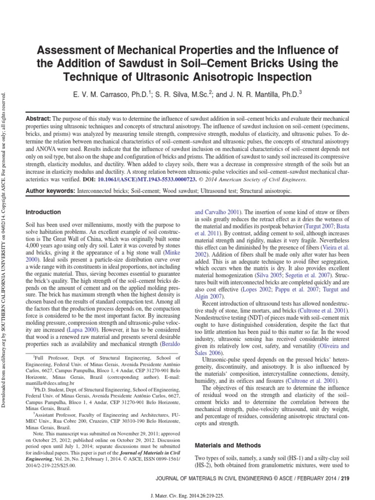 Assessment of Mechanical Properties and The Influence of The Addition of Sawdust in Soil ...