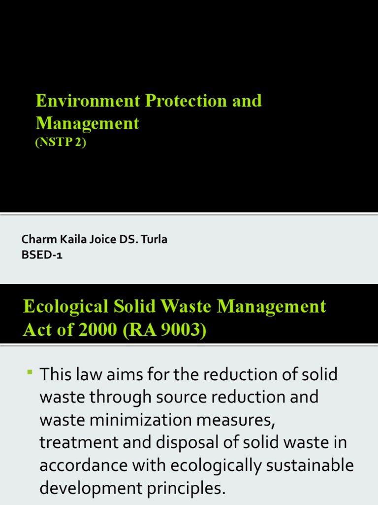 Environment Protection and Management | PDF | Waste Management | Waste