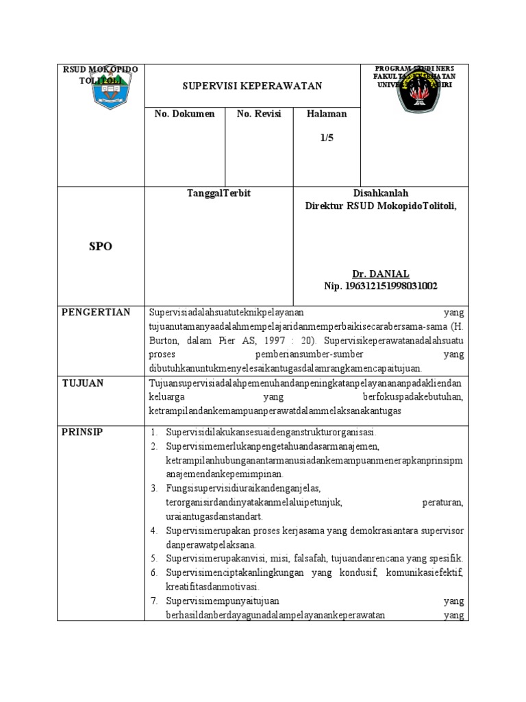 Sop Supervisi Keperawatan | PDF