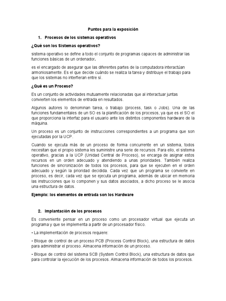 Puntos para La Exposición | Descargar gratis PDF | Hilo (Computación) | Proceso (Computación)