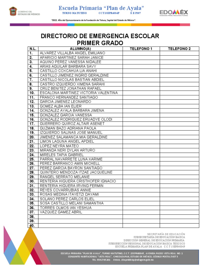 Directorio de Emergencia Alumnos | PDF | México