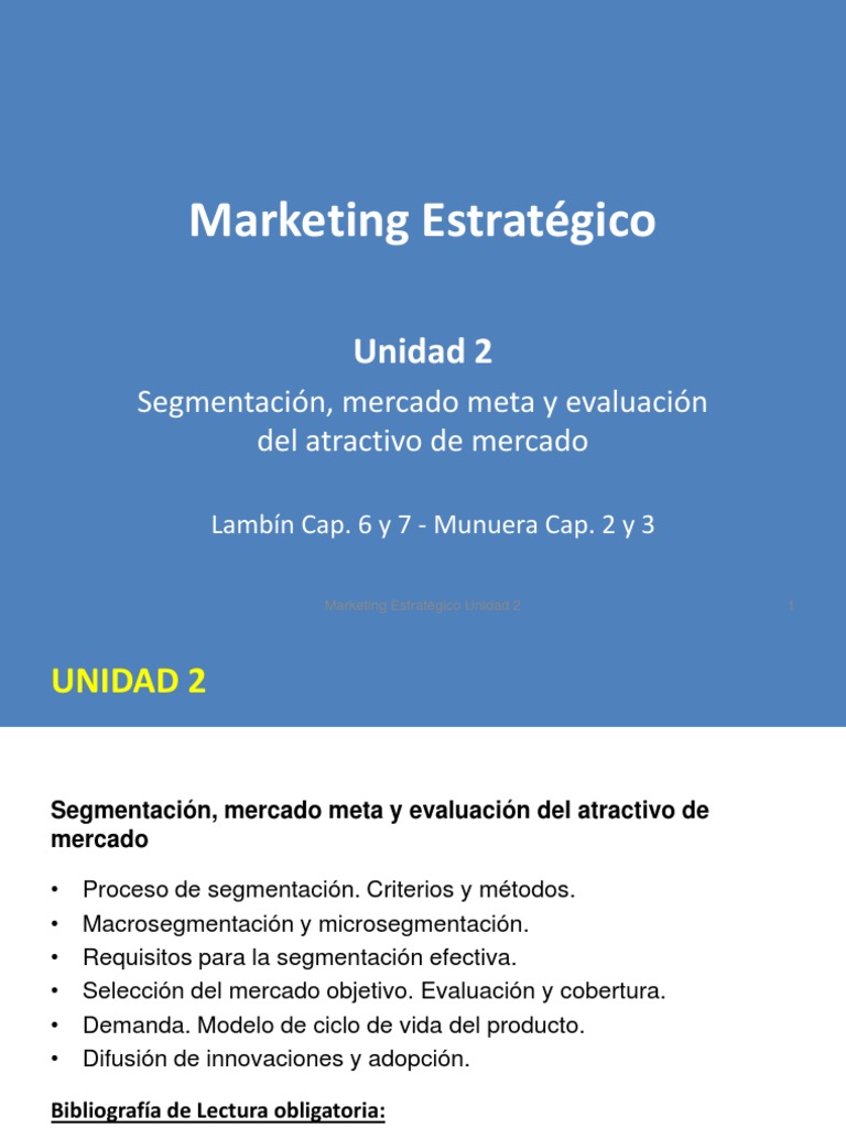 MKT Estrategico Unidad 2 | PDF | Marketing | Producto (Negocio)
