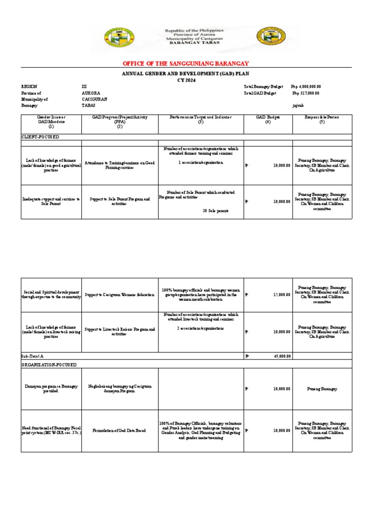 2024 Gad Plan | PDF | Health Sciences