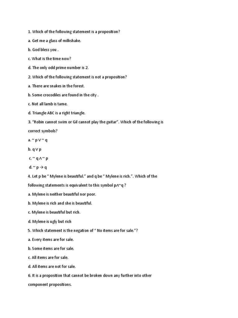 Gen Math 11 | PDF | Logic | Truth