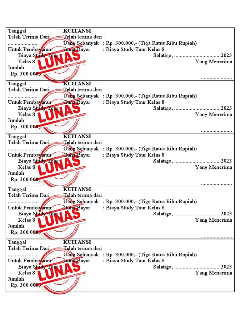 Contoh Kwitansi Pembayaran Lunas | PDF | Metode & Bahan Ajar | Griya ...