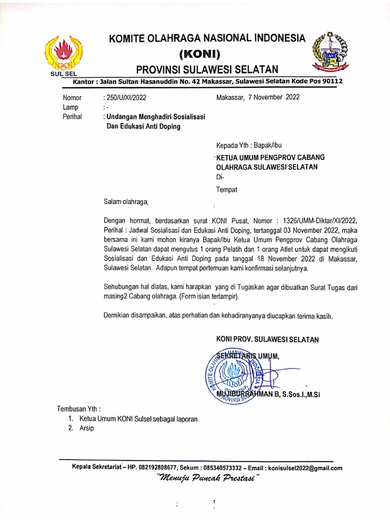 Undangan Sosialisasi Cabor | PDF