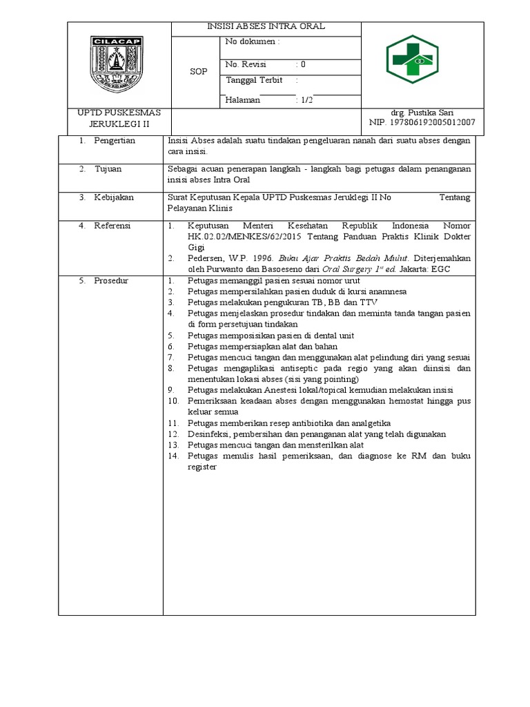 SOP Insisi Abses Intra Oral | PDF
