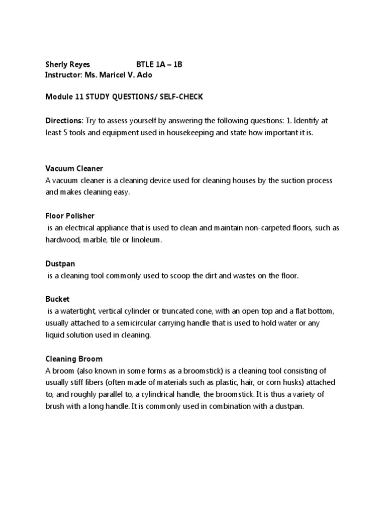 Cleaning Tools and Equipment | PDF