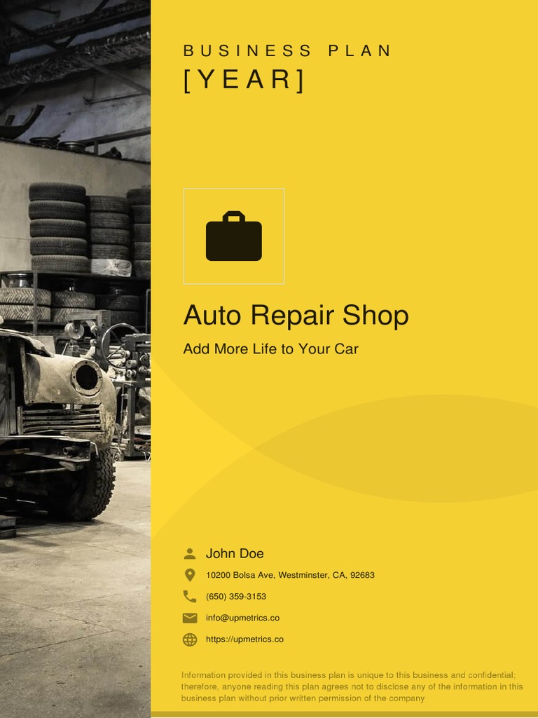 Auto Repair Shop Business Plan | PDF | Expense | Revenue