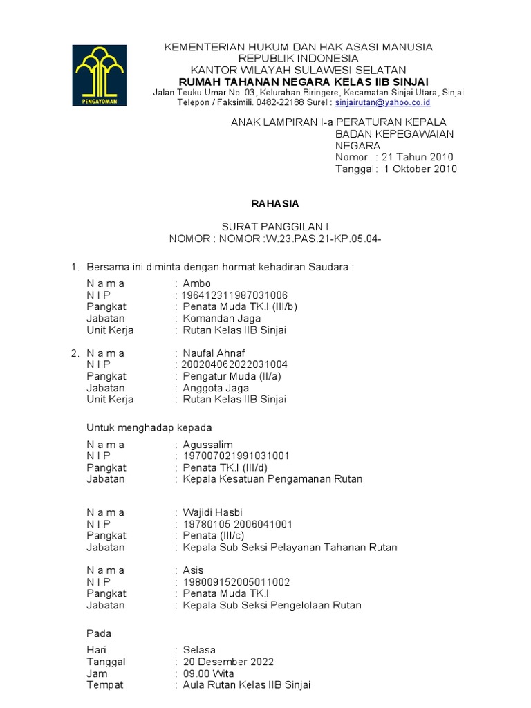 Surat Pemeriksaan Bap Pegawai | PDF