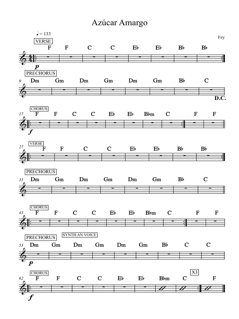 Azúcar Amargo - Partitura Completa | PDF | Songs