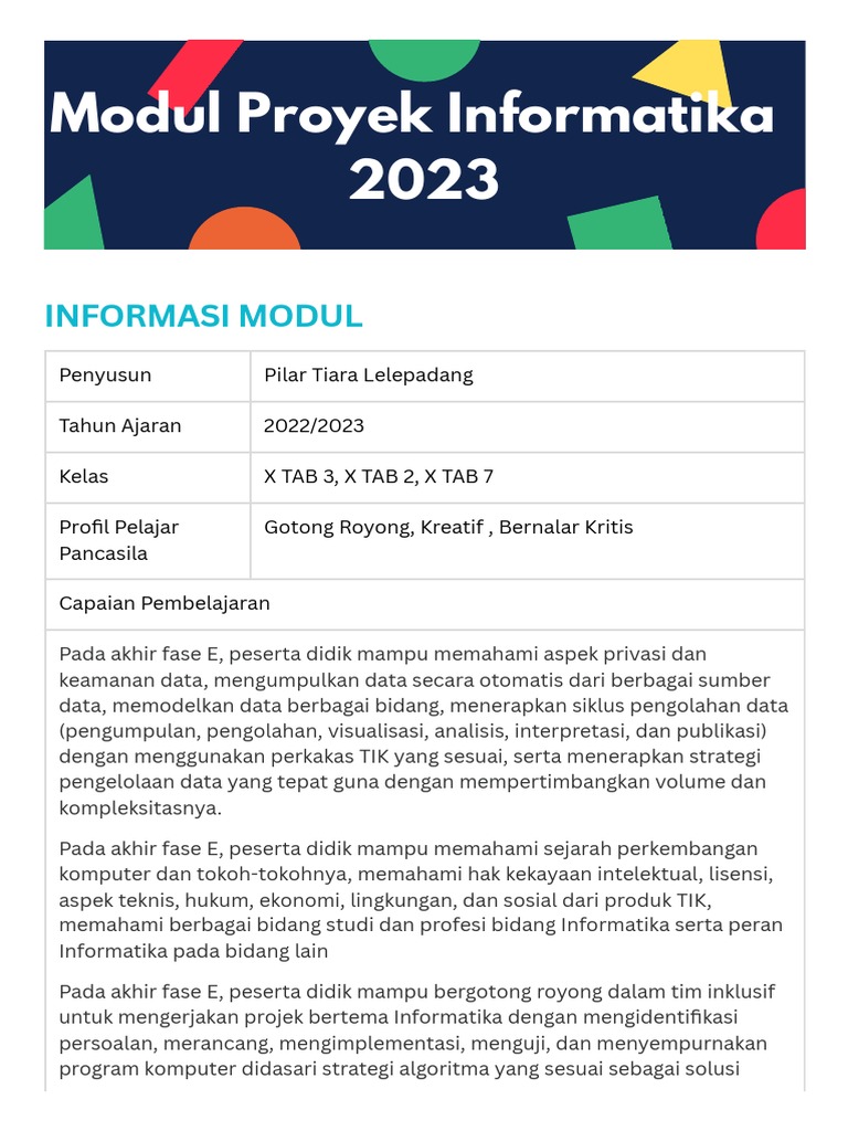 Modul Informatika | PDF | Seni | Teknologi & Rekayasa
