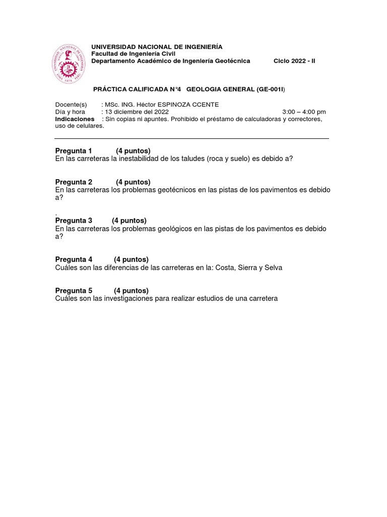 Cuarta Practica Ge001-I 2022-Ii | PDF