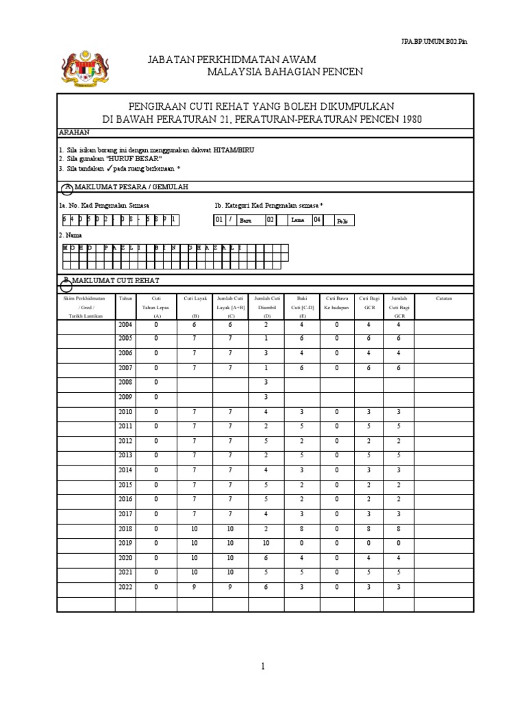 13-BORANG JPA - BP.UMUM.B02 Pin | PDF