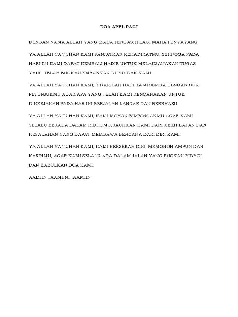 Doa Apel Pagi | PDF
