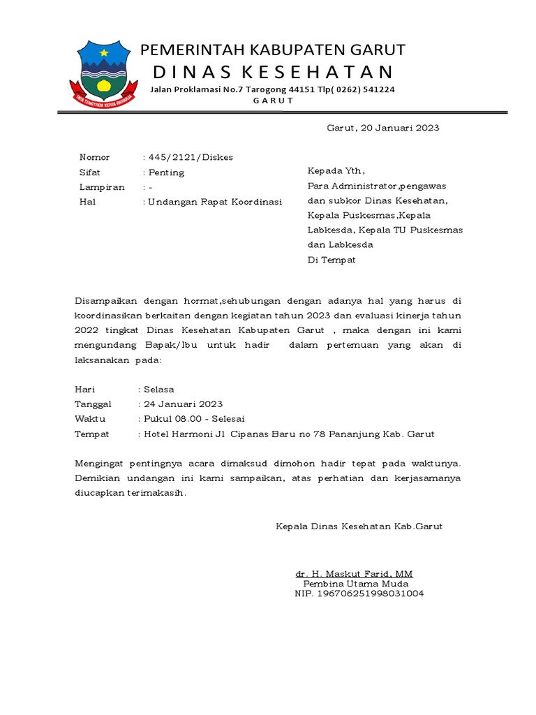 Surat Undangan Rakor | PDF