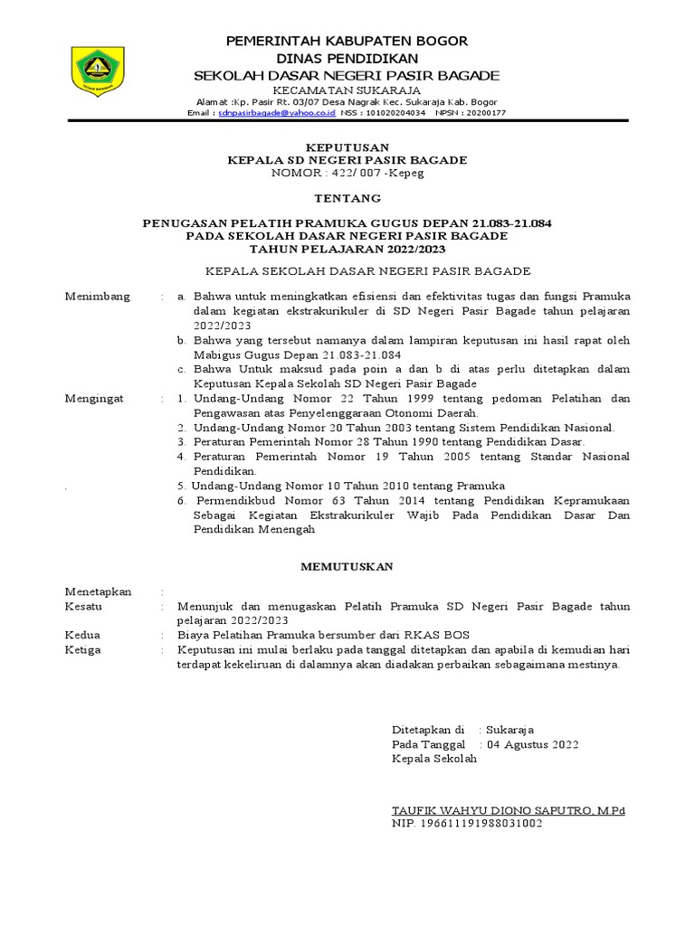 SK Pelatih Pramuka | PDF