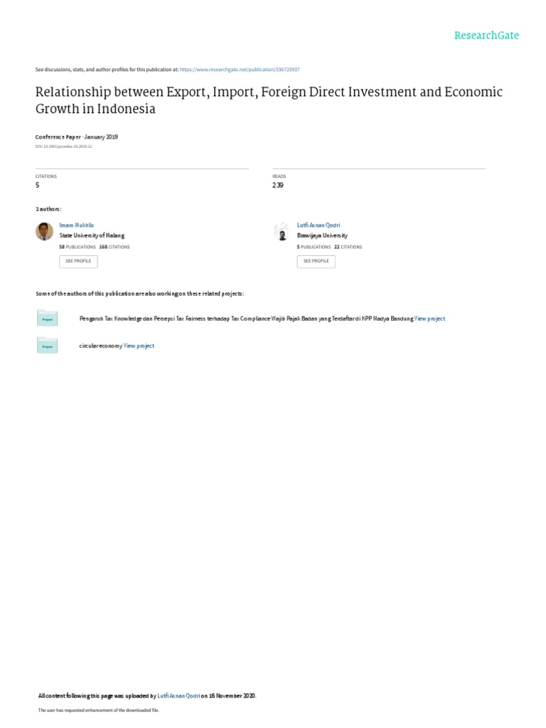 Relationship Between Export Import Foreign Direct | PDF | Economic ...