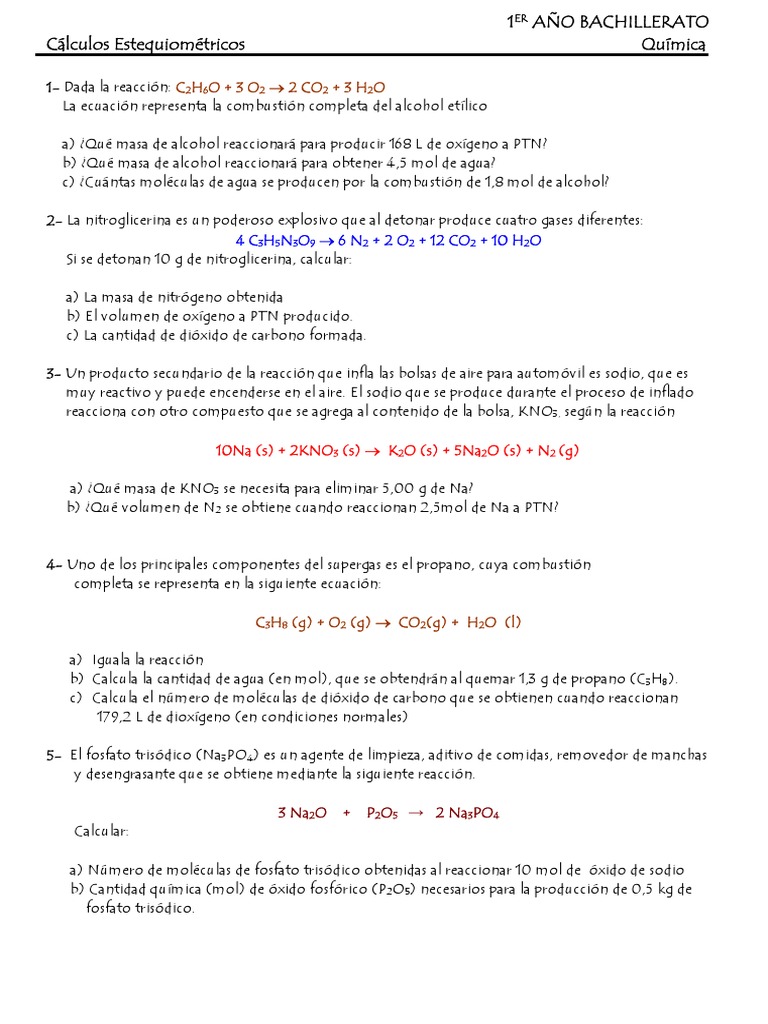 Cálculos Estequiométricos en Química | PDF | Ácido clorhídrico ...