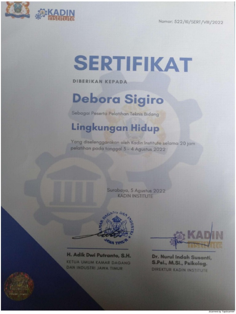 Sertifikat Pelatihan | PDF