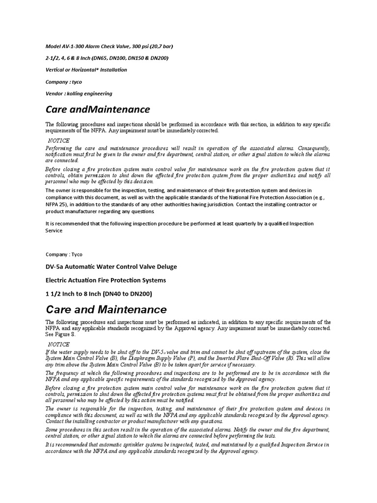 Maintenance and Inspection Procedures for Automatic Wet Foam Water ...