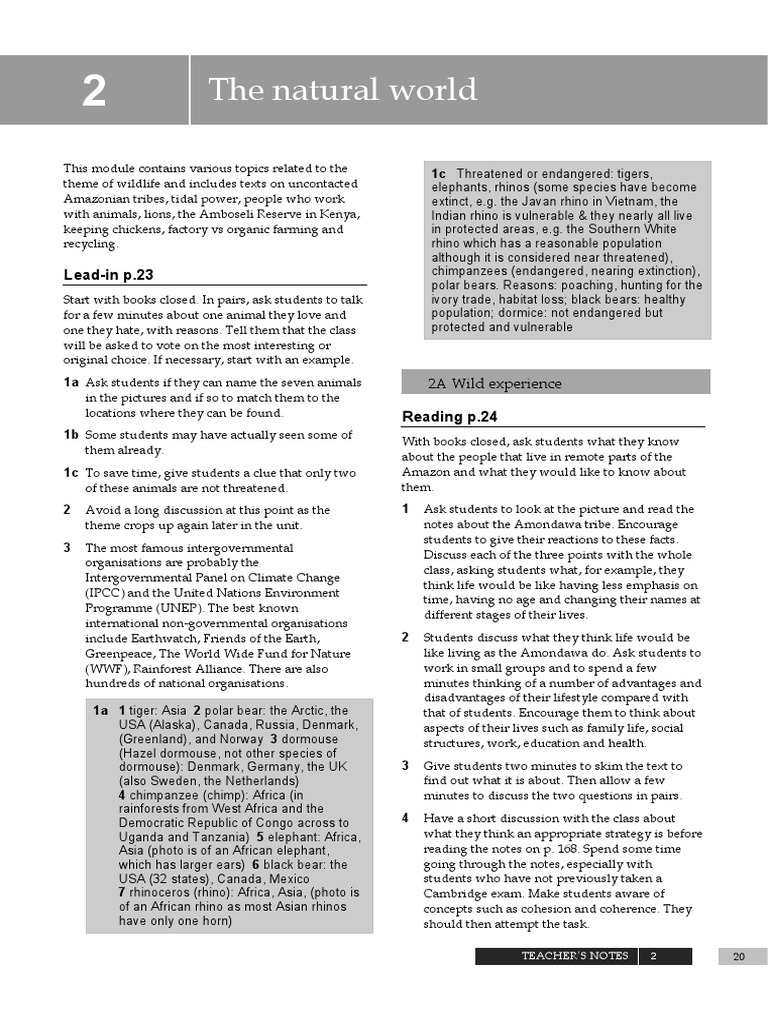 Teachers Notes Module2 | PDF | Verb | Endangered Species