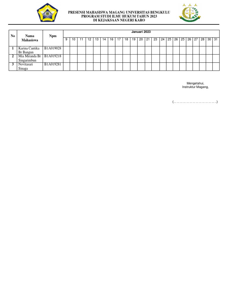 Absensi Magang | PDF