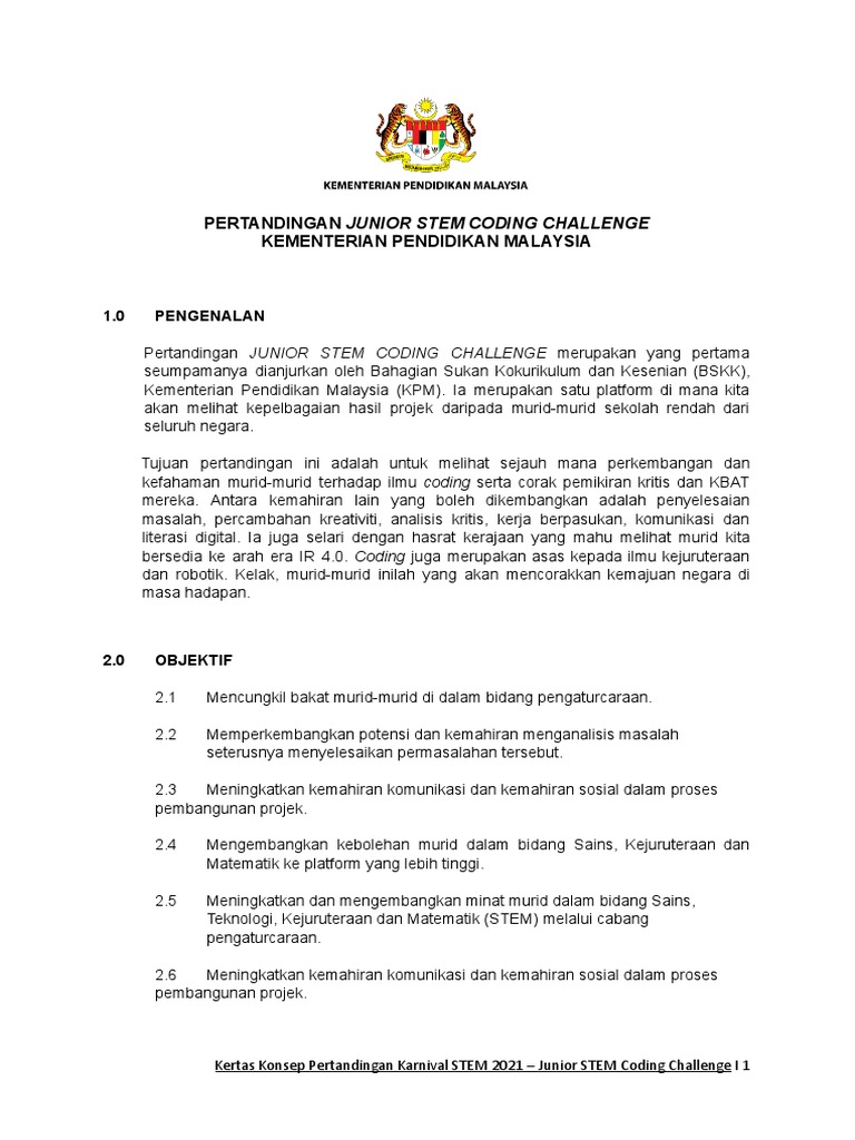 Kertas Konsep Junior STEM Coding Challenge | PDF