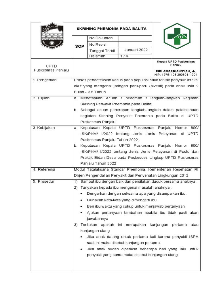 SOP Skrining Pneumonia Balita | PDF