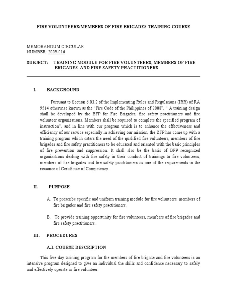 Fire Volunteer Training Module | PDF | Firefighting | Firefighter