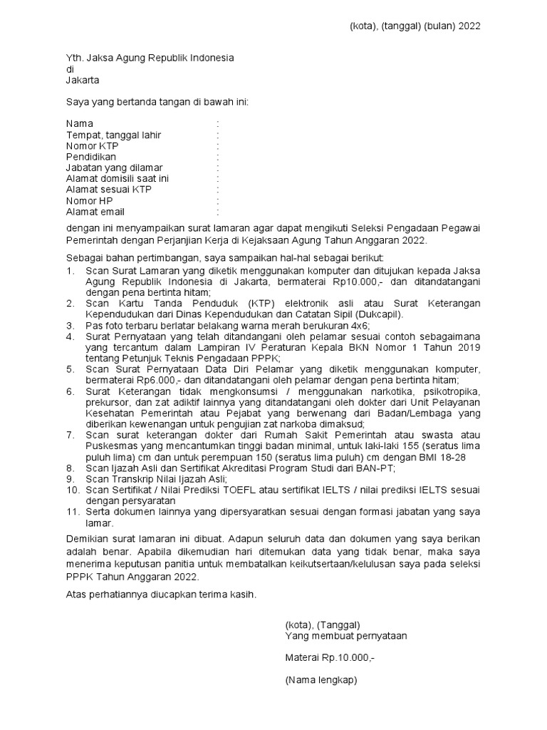 Surat Lamaran Pppk 2022 1667650431 Pdf