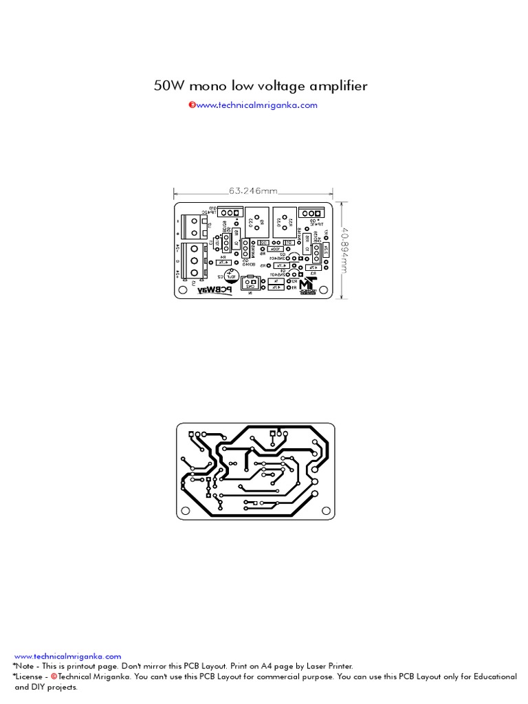 50W Mono Low Voltage Amplifier Technical Mriganka | PDF | Electrical Engineering | Electronic ...