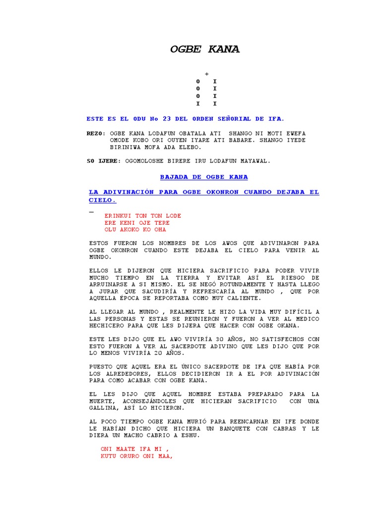 (B) - Bajada de Ogbe Kana | PDF | Santeria