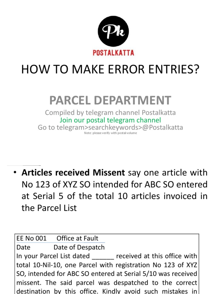 Error Entry Parcel Dept | PDF | Computing