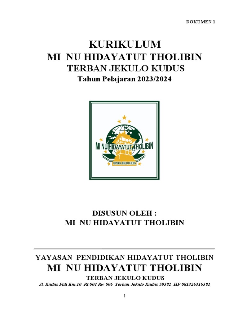 Dokumen 1 Kurukilum Mi Nu Hidayatut Tholibin 2023-2024 | PDF