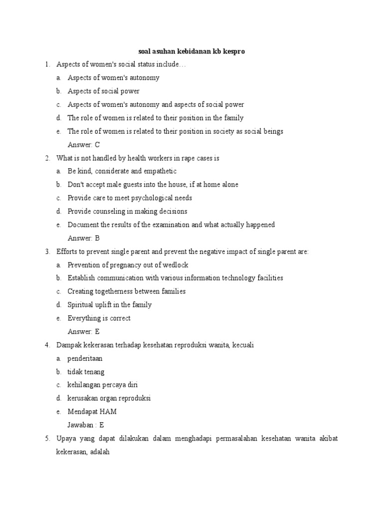 SOAL Penggabungan KB Kespro | PDF