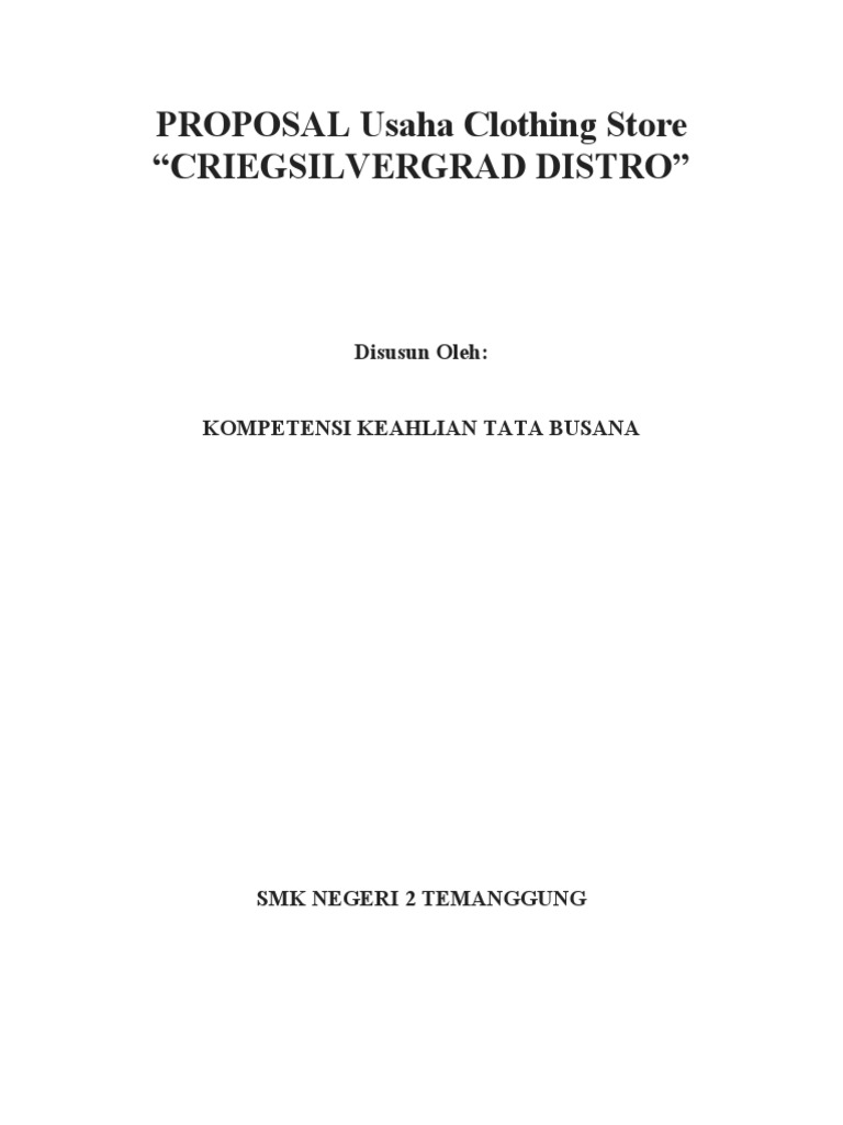 Contoh Proposal Usaha Fashion Dan Konveksi | PDF