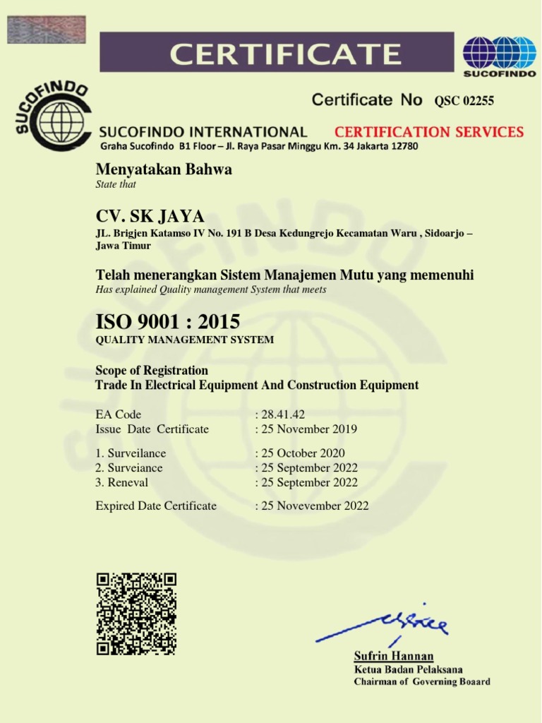 Cv. SK Jaya: Menyatakan Bahwa | PDF