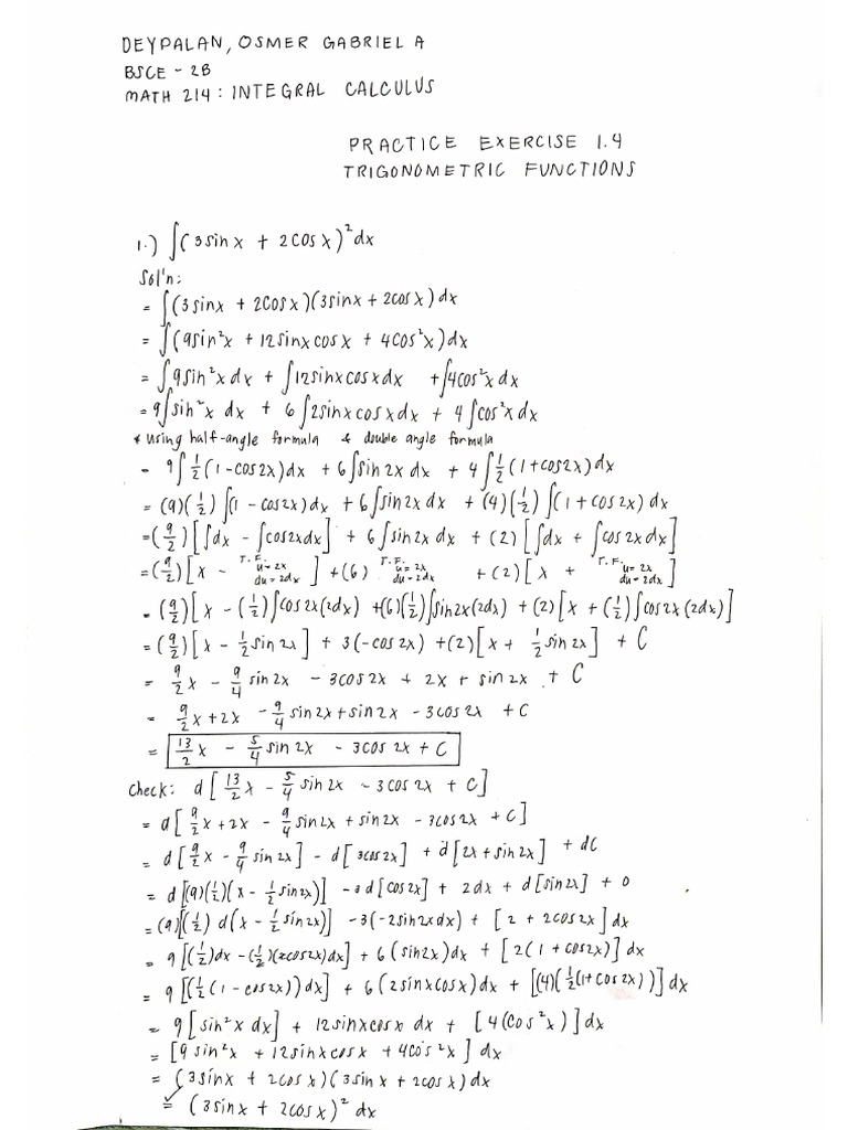 Deypalan, Oga - Math 214 - Practice Exercise 1.4 | PDF