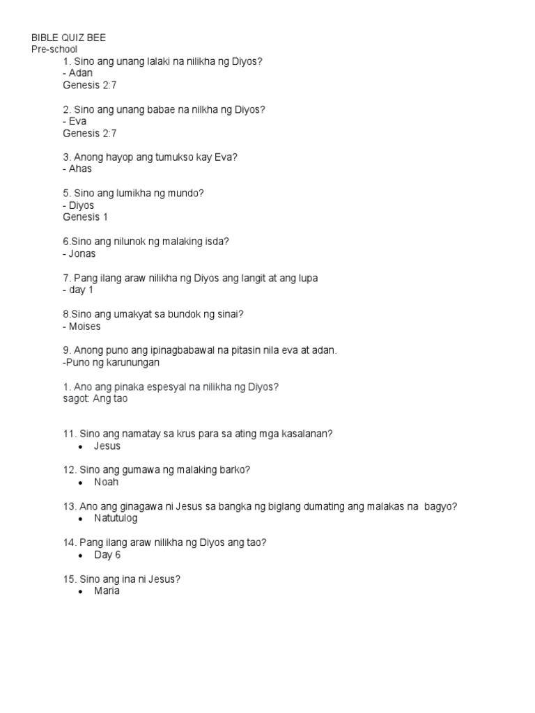 Ysg Bible Quiz Bee | PDF