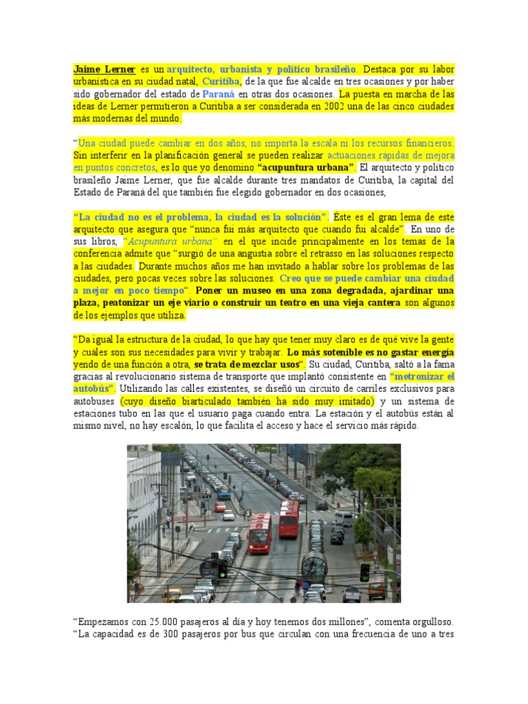 Jaime Lerner - Acupuntura Urbana | PDF | Autobús | Ciudad