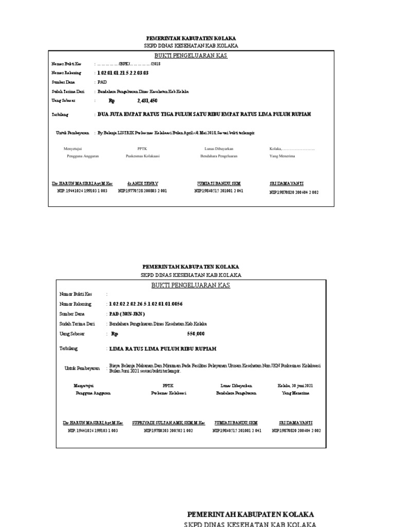 Bukti Kas Makmin & Keg - Kantor | PDF