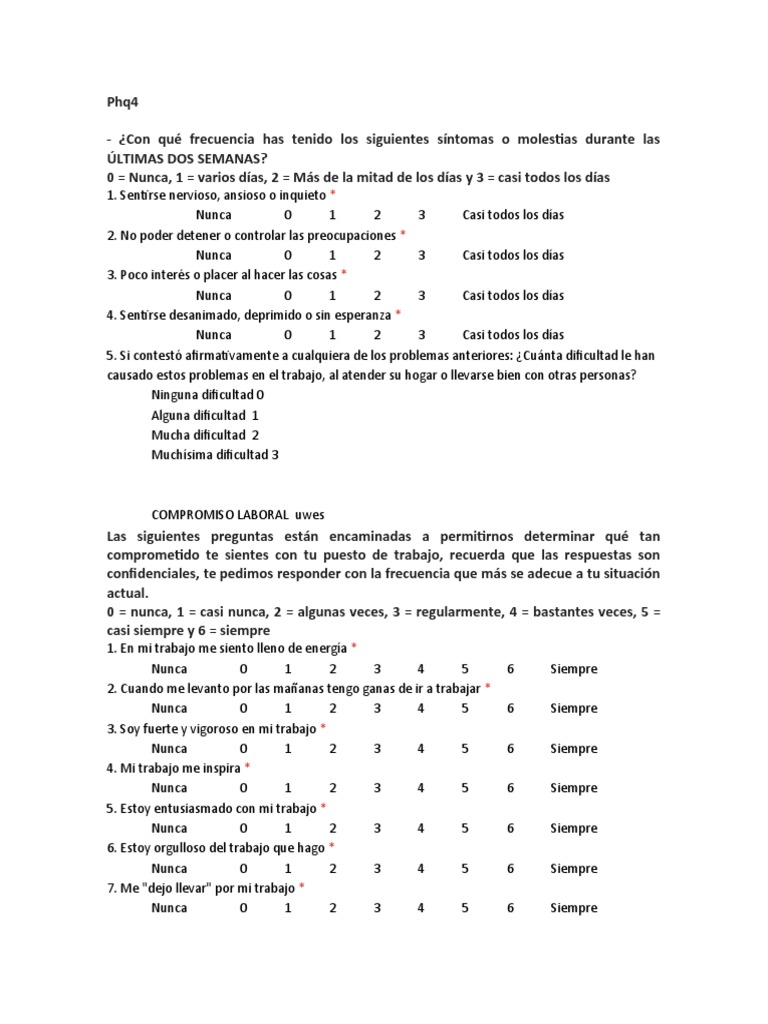PHQ 4 | PDF | Las emociones | Empatía