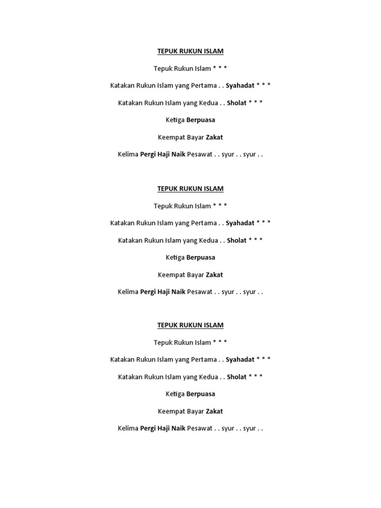 Tepuk Rukun Islam | PDF | Agama & Spiritualitas